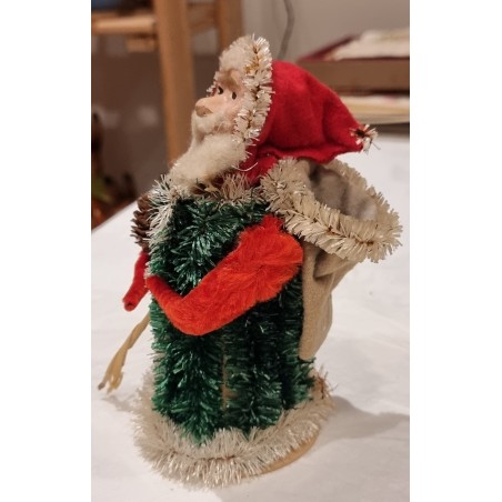 Gammel julemand med sæk/chenille, h: 15 cm.