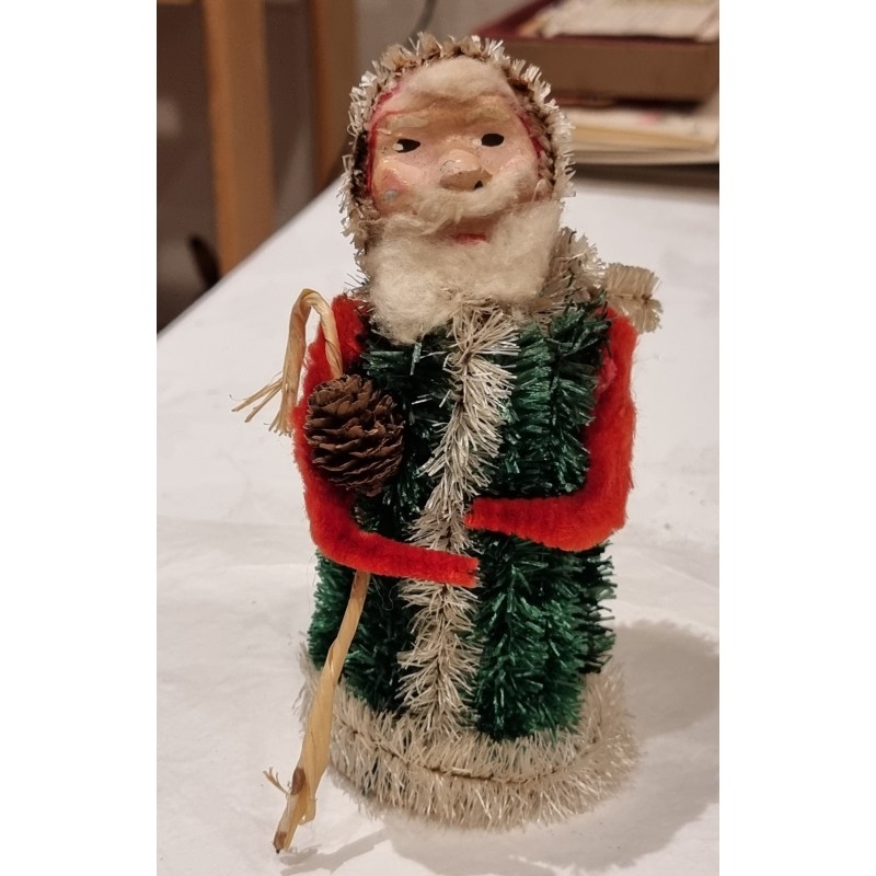 Gammel julemand med sæk/chenille, h: 15 cm.